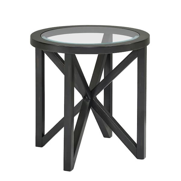 Outdoor Simple Glass Coffee Table, Side Table Tempered Glass Top, Solid ...