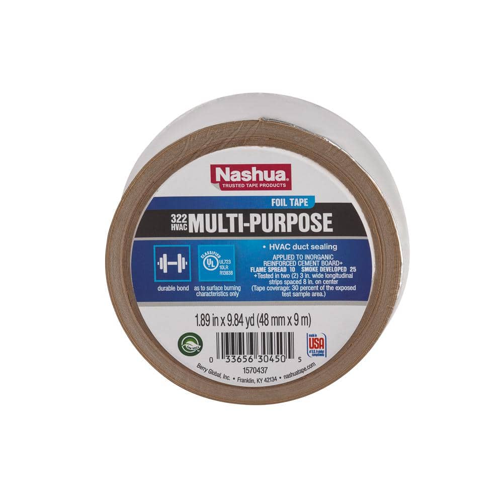 Nashua Tape 1.89in. x 9.8 yd. 322 Multi-Purpose HVAC Foil Duct Tape ...