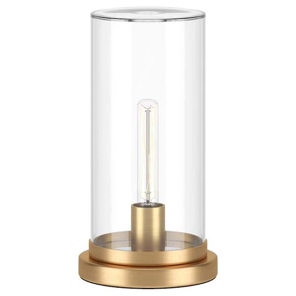 HomeRoots 13.25 in. Clear Modern Integrated LED Bedside Table Lamp with ...