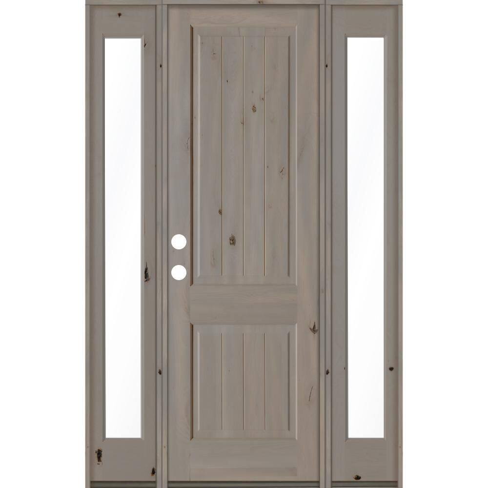 Krosswood Doors 58 in. x 96 in. Rustic Knotty Alder Square Top Right ...
