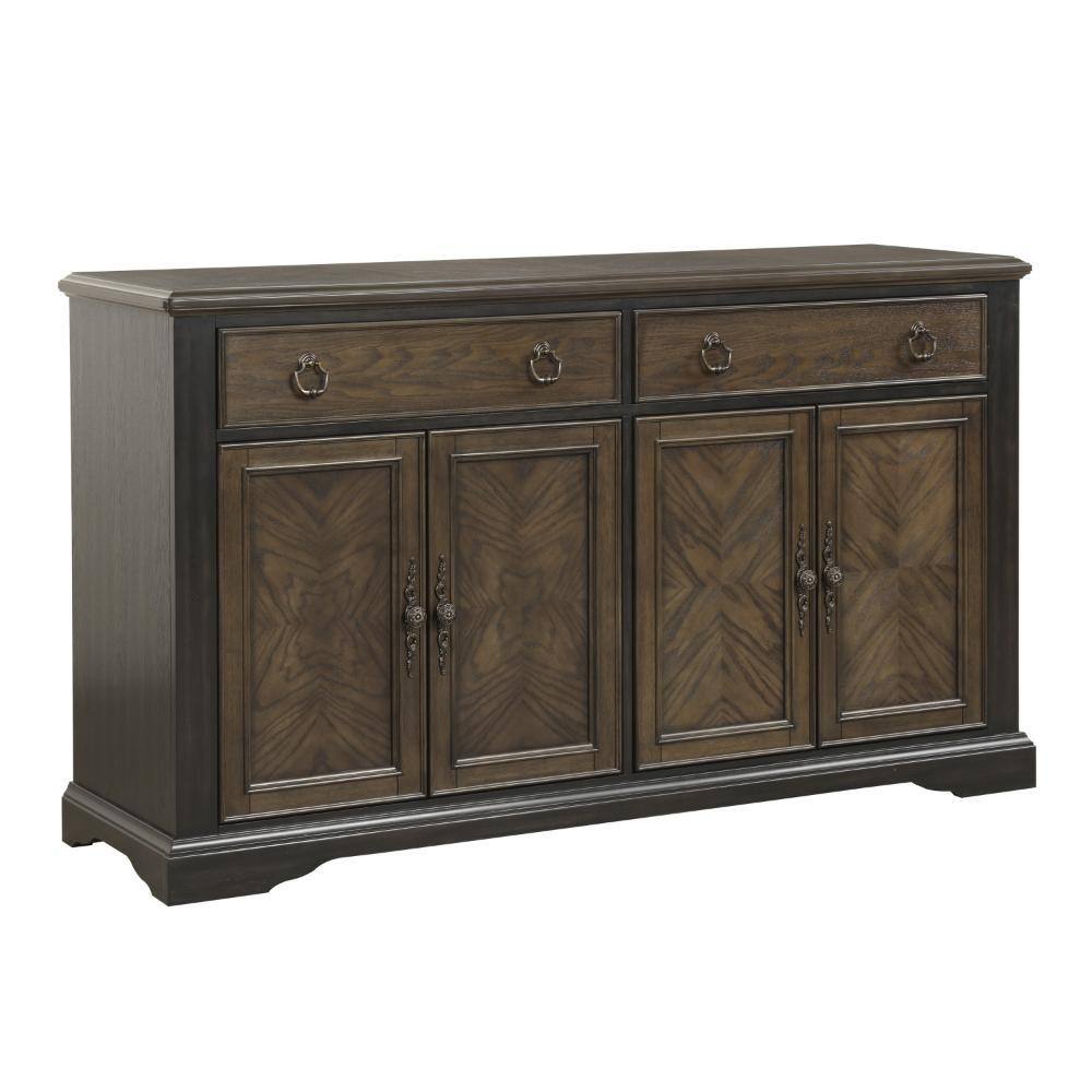 Benjara Tom Brown and Bronze Wood 66 in. Sideboard Cabinet with 2 ...