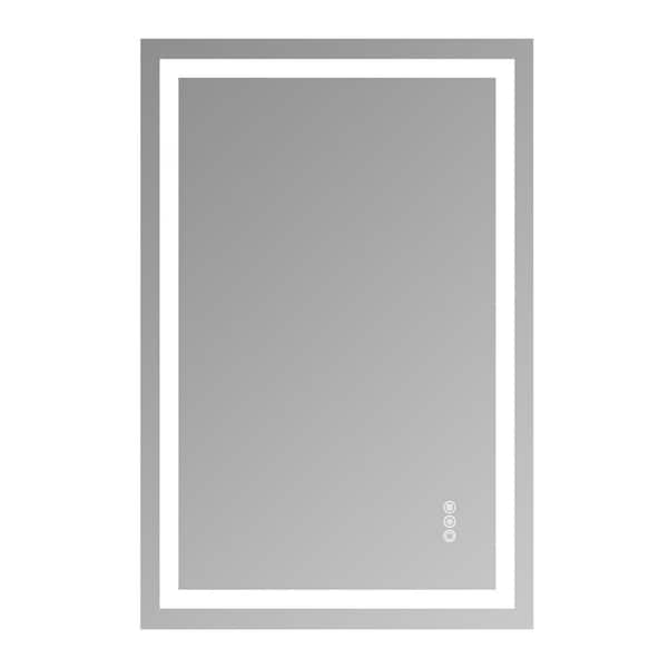 WELLFOR 24 in. W x 36 in. H Rectangle Frameless LED Wall Bathroom ...
