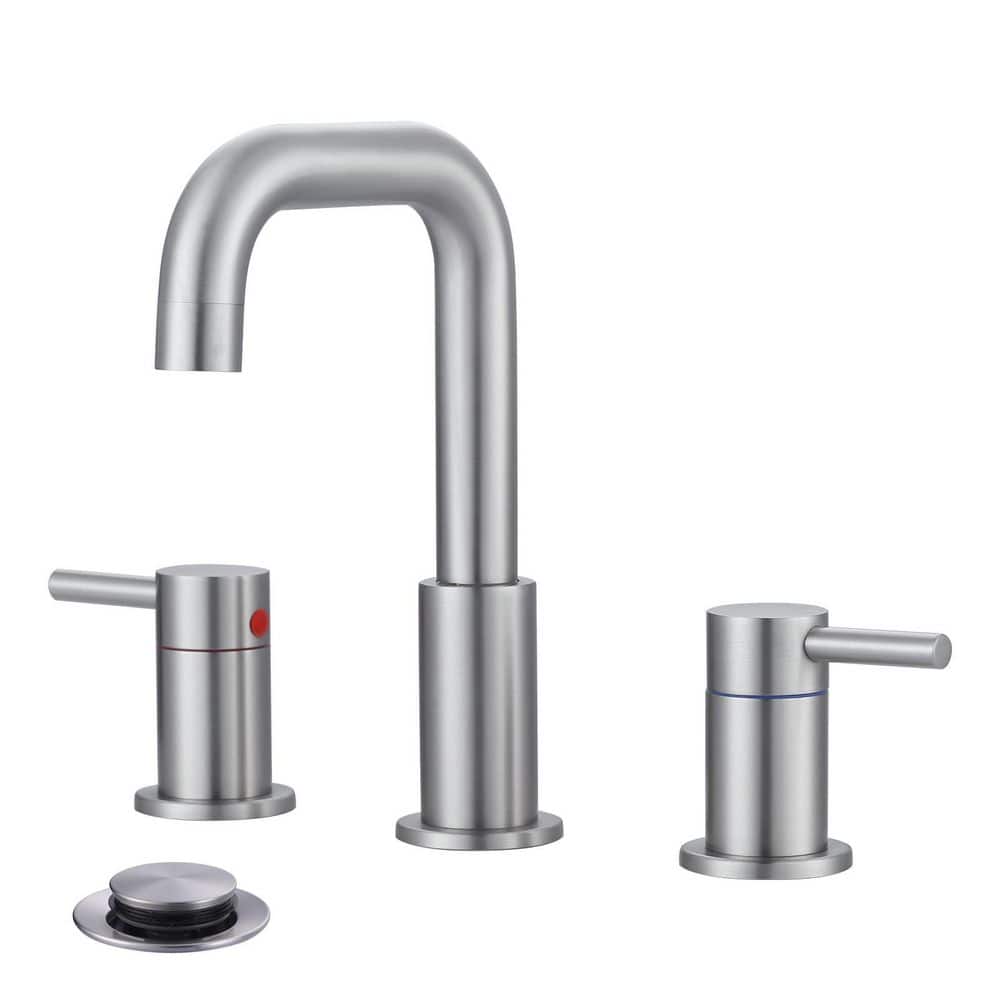 ALEASHA 8 in. Widespread Double Handle Bathroom Faucet with Pop-up ...