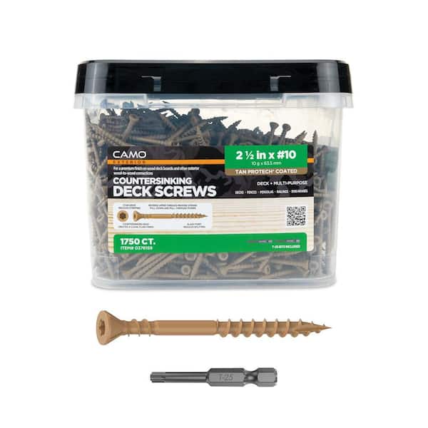 CAMO #10 x 2-1/2 in. Tan ACQ Rated Star Drive Flat Head Wood Deck Screw ...