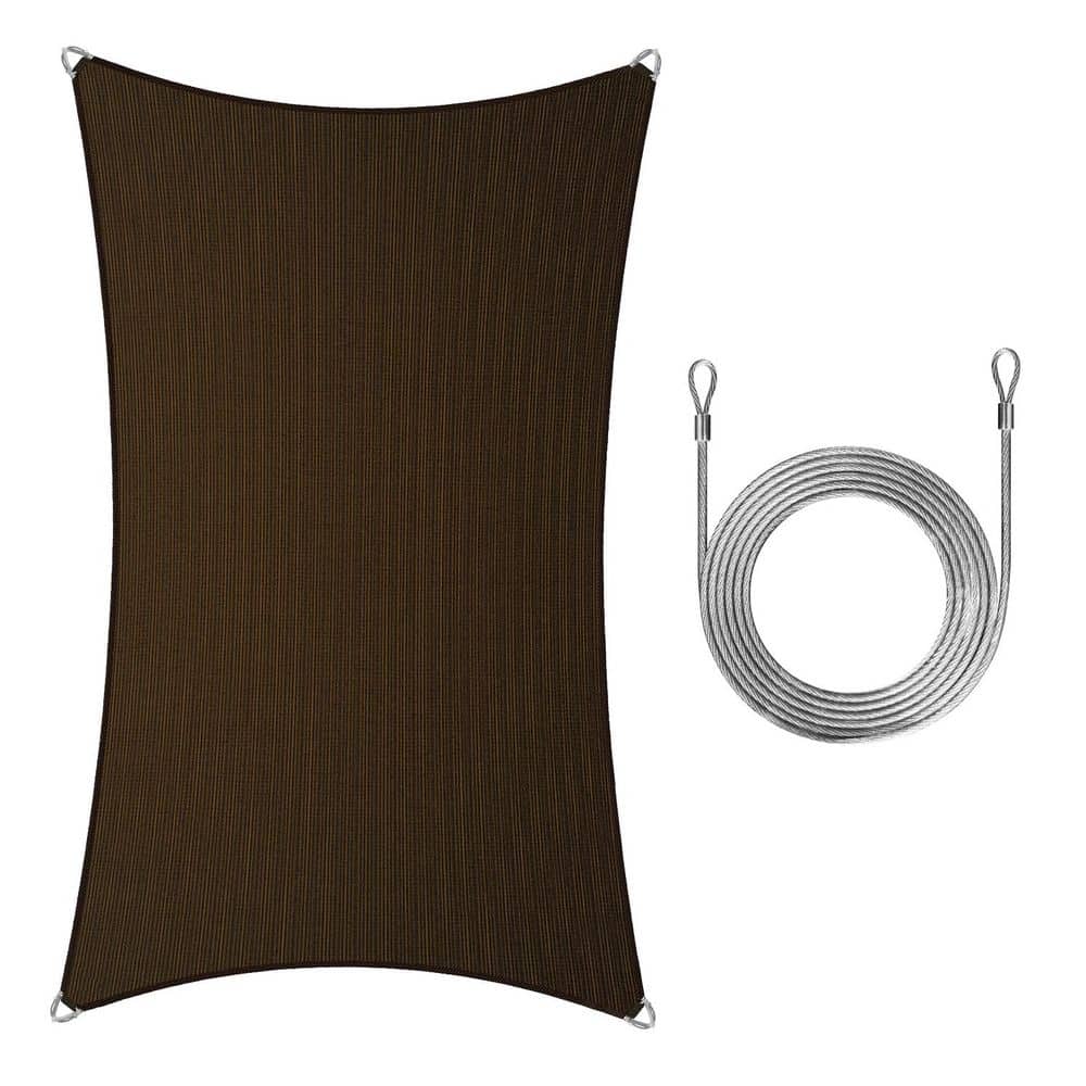 AMGO 12 ft. x 16 ft. Rectangle Pro Ring Sun Shade Sail with Rope-Brown ...