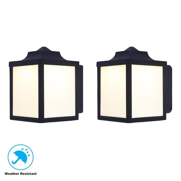 Hampton Bay 6.77 in. Black Integrated LED Hardwired Outdoor Wall