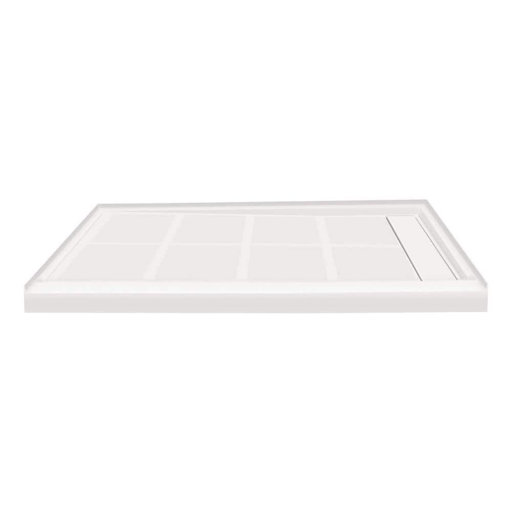 Transolid Linear 36 in. x 48 in. Single Threshold Shower Base in White ...