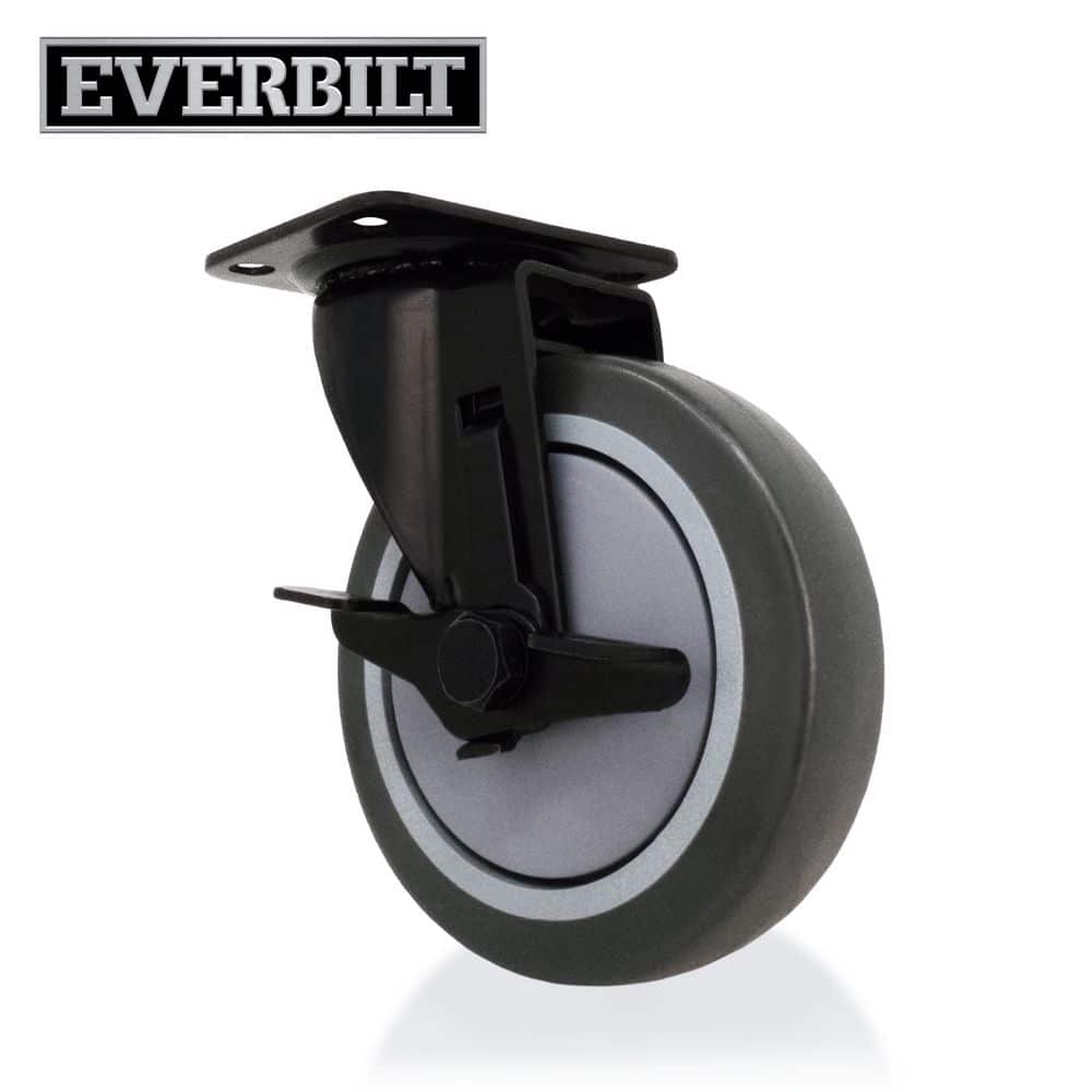 Everbilt 5 in. Gray Rubber Like TPR and Black Steel Swivel Plate Caster ...