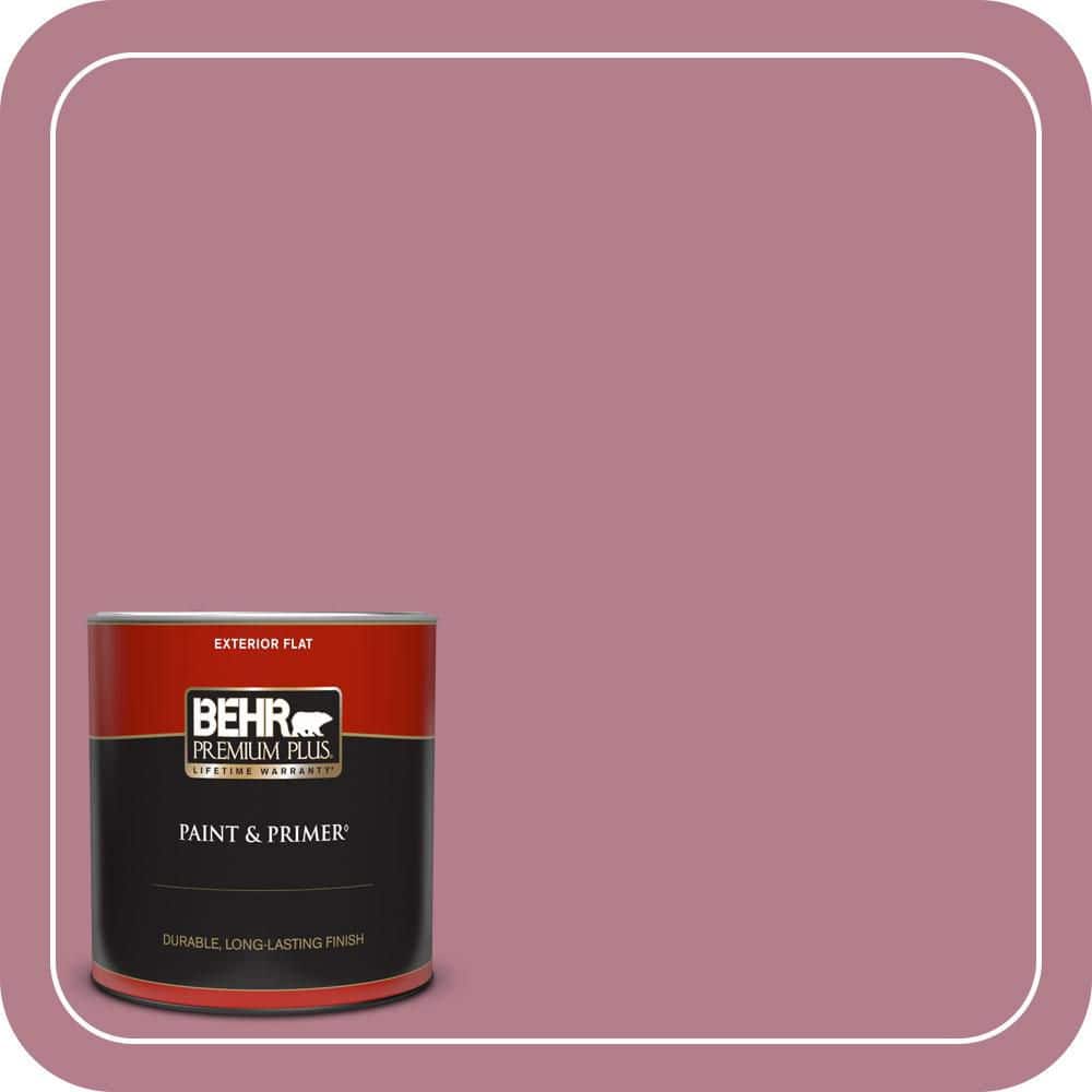 BEHR PREMIUM PLUS 1 qt. #100D-4 Degas Pink Flat Exterior Paint & Primer ...