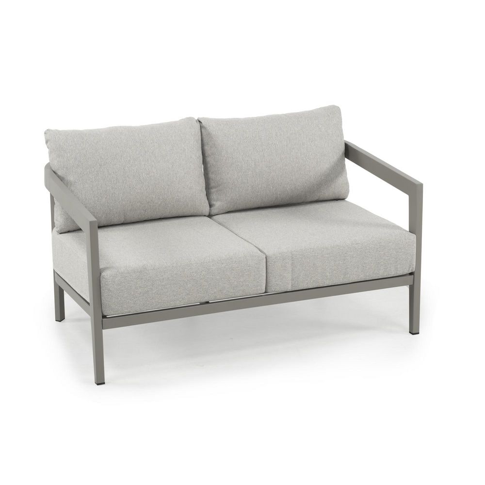 EGEIROSLIFE NovaRest Aluminum Outdoor Patio Loveseat with Gray Cushions ...