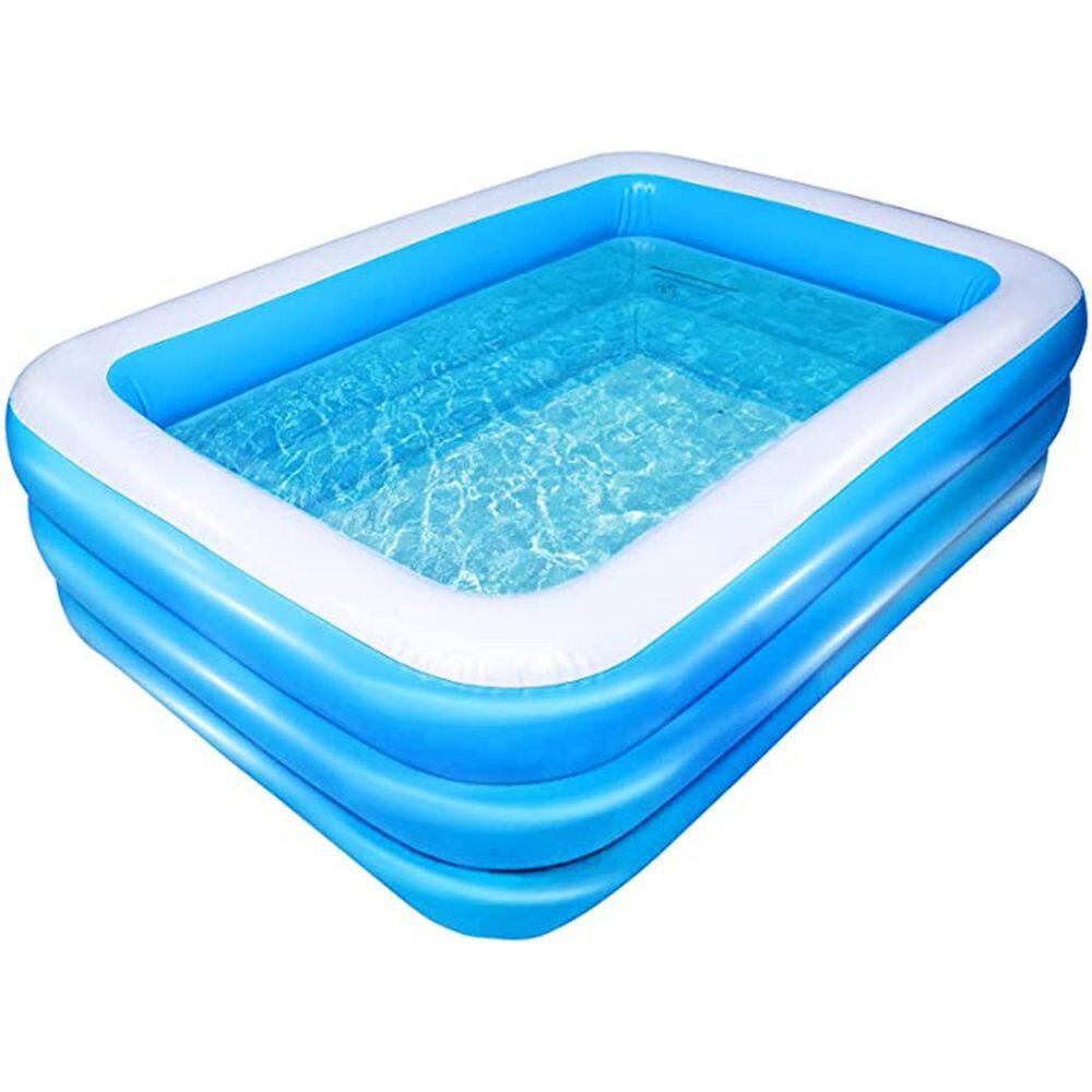 Blue 8 ft. x 5.5 ft. x 23 in. Rectangle Deluxe Inflatable Kid Family ...