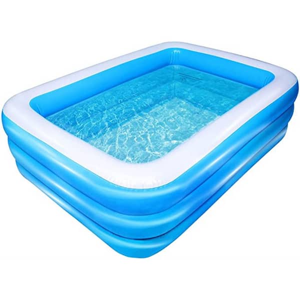 Blue 8 ft. x 5.5 ft. x 23 in. Rectangle Deluxe Inflatable Kid Family ...