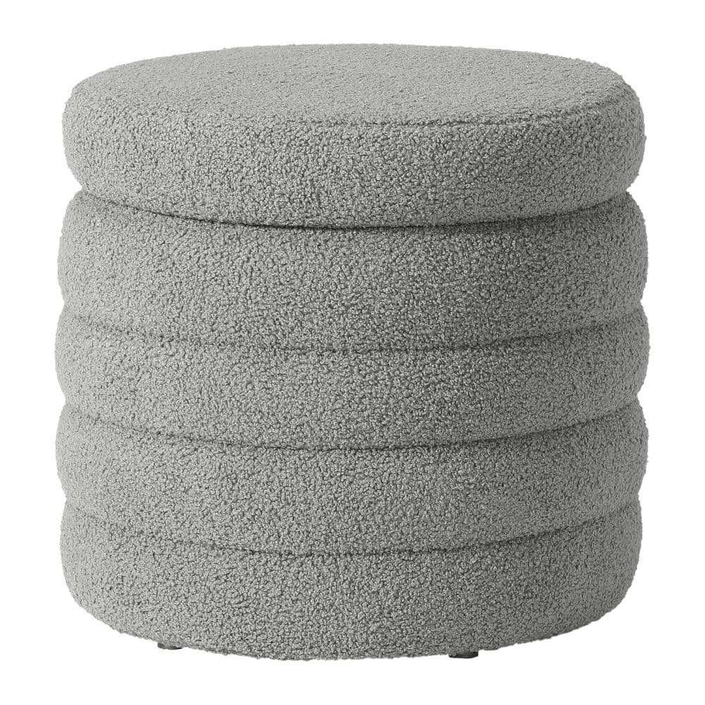 WESTINFURNITURE Bayville Modern 16 in. Tall Sherpa Fabric Tufted Round ...