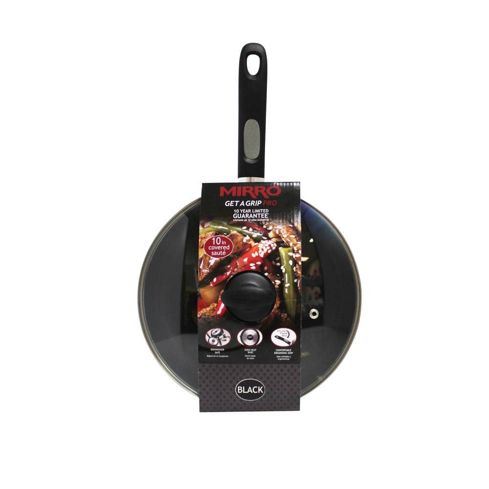 Mirro 10 in. Aluminum Nonstick Frying Pan in Black with Glass Lid MIR ...
