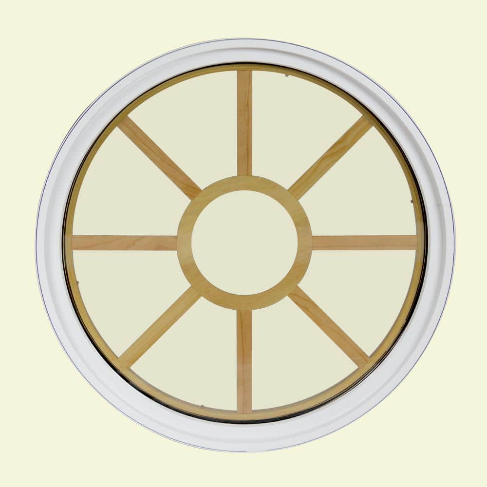 FrontLine 24 in. x 24 in. Round White 4-9/16 in. Jamb 9-Lite Grille ...