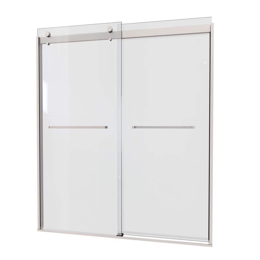 LIVACA 60 in. W x 74 in. H Double Sliding Frameless Shower Door in ...