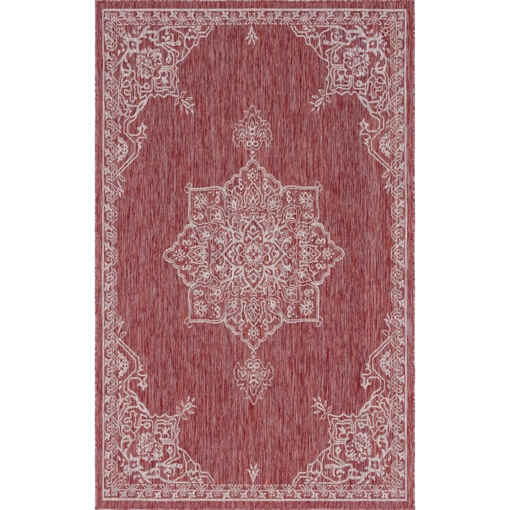 Unique Loom Rust Red Antique 7 ft. x 10 ft. Indoor/Outdoor Area Rug ...