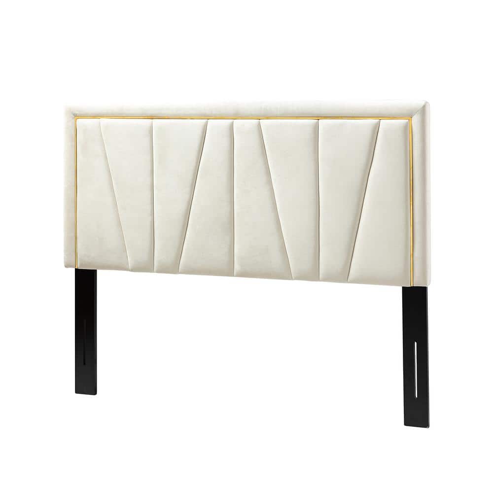 JAYDEN CREATION Curtis 64 in. W Ivory Upholstered Tufted Adjustable ...