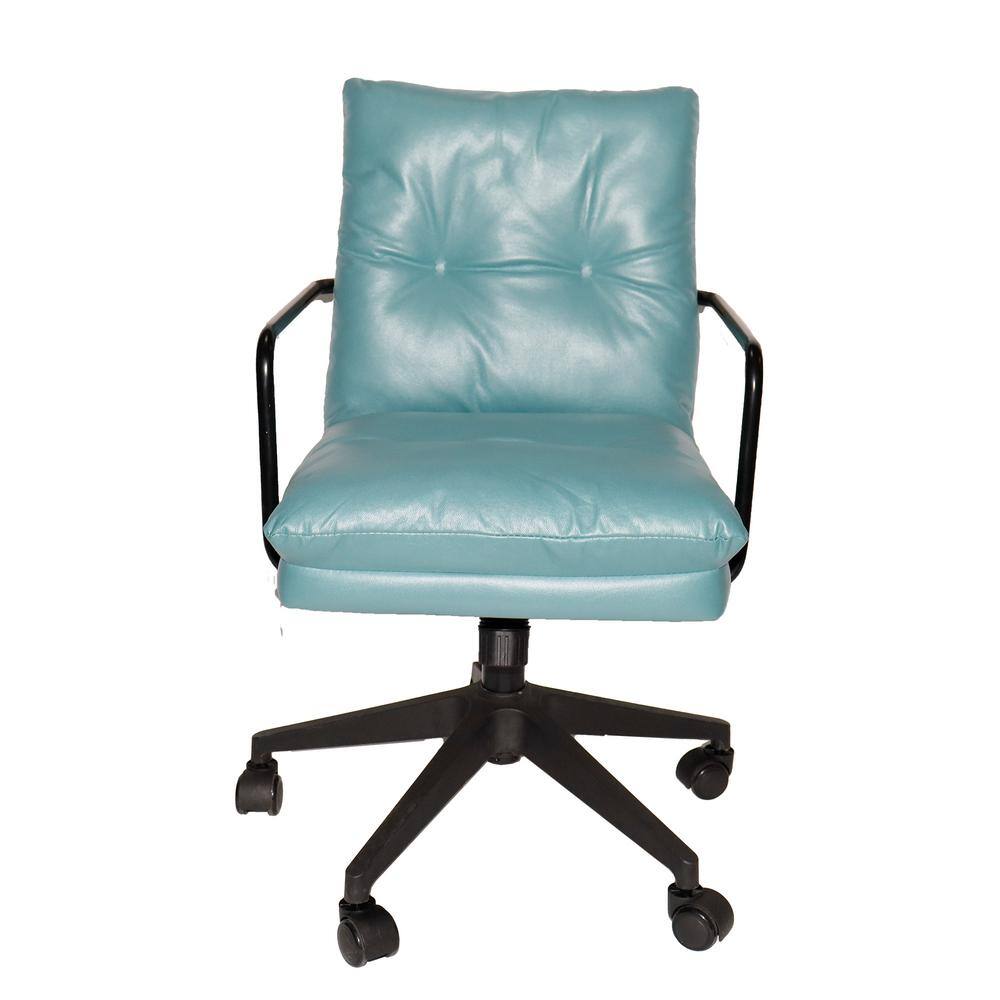 sumyeg Light Blue Leather 360° Swivel Upholstered Office Chair Task ...