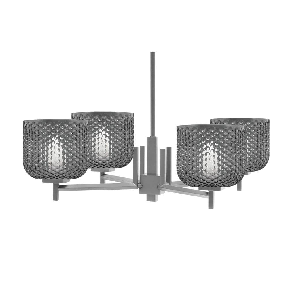 Bridgewater 28.25 in. 4 Light Graphite Chandelier with 6 in. Smoke ...