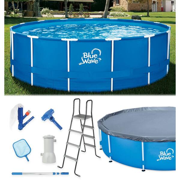 Blue Wave 18 ft. 52 in. D Round Active Frame Swimming Metal Frame Pool ...