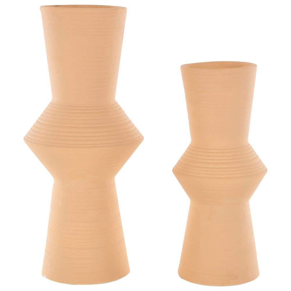 Litton Lane Brown Ribbed Cone Shaped Ceramic Abstract Decorative Vase ...