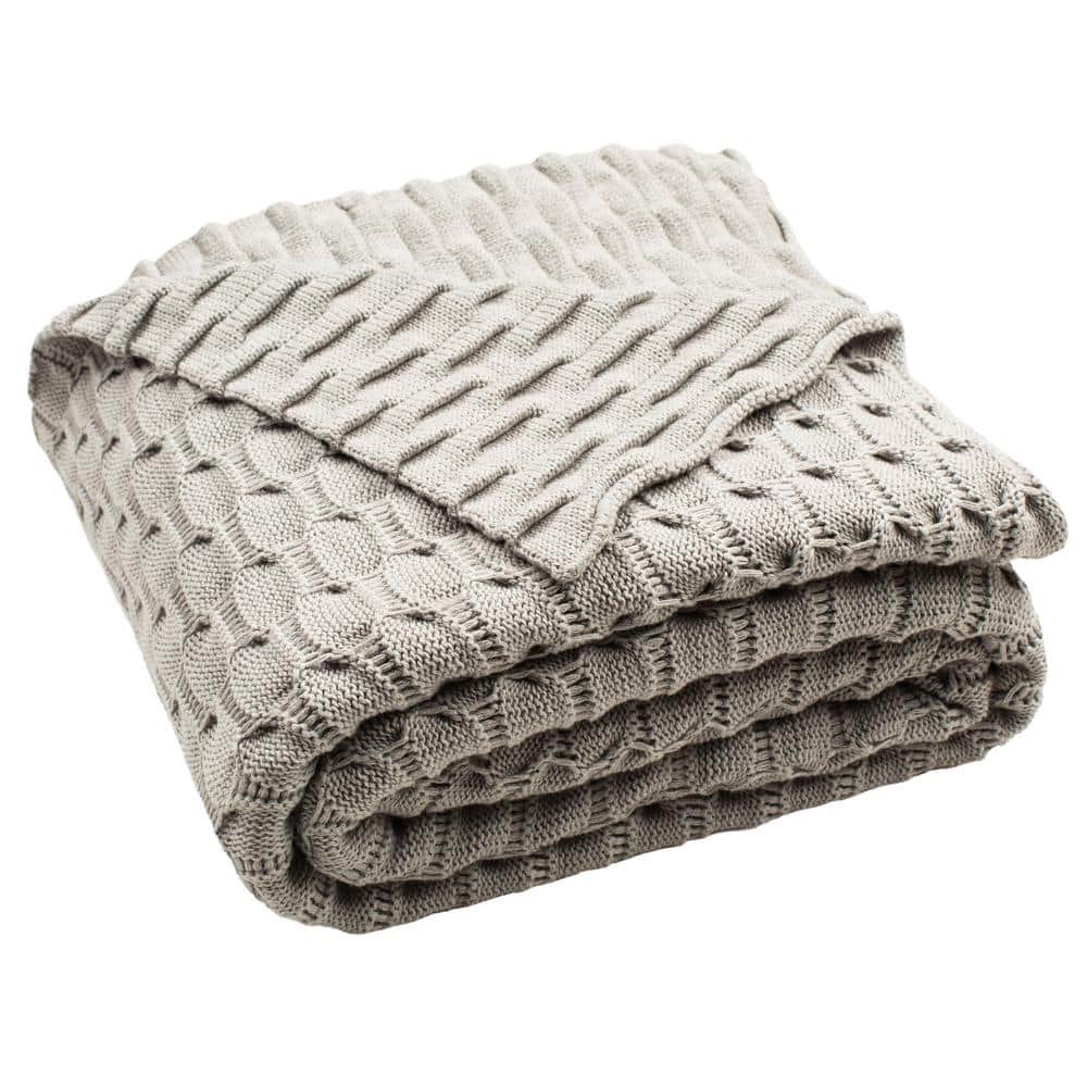 Noela 50 in. x 60 in. Light Gray Knit Throw Blanket Deals and Price ...