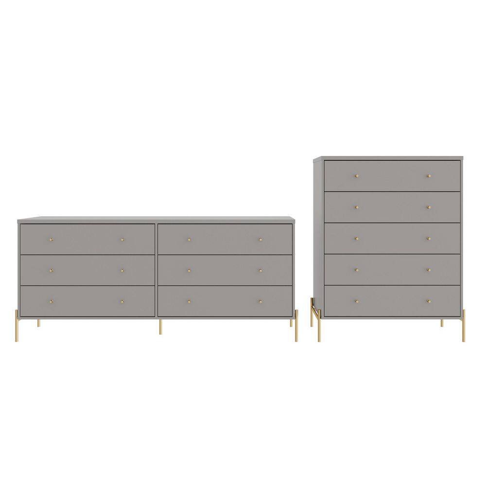 Manhattan Comfort Jasper Grey 5 Drawer Tall Dresser And 6 Drawer Double Manhattan Comfort Jasper Grey 5 Drawer Tall Dresser And 6 Drawer Double
