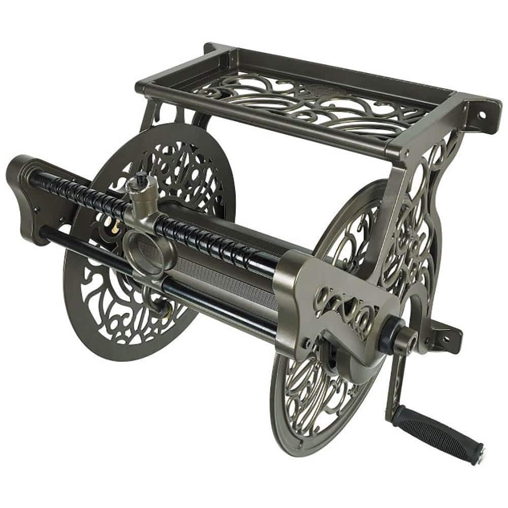 LIBERTY GARDEN Wall Mounted Heavy Gauge Aluminum Hanging Hose Reel with ...
