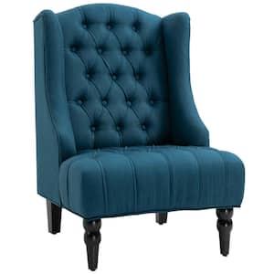 HOMCOM Button-Tufted Accent Chair with High Wingback, Rounded Cushioned ...