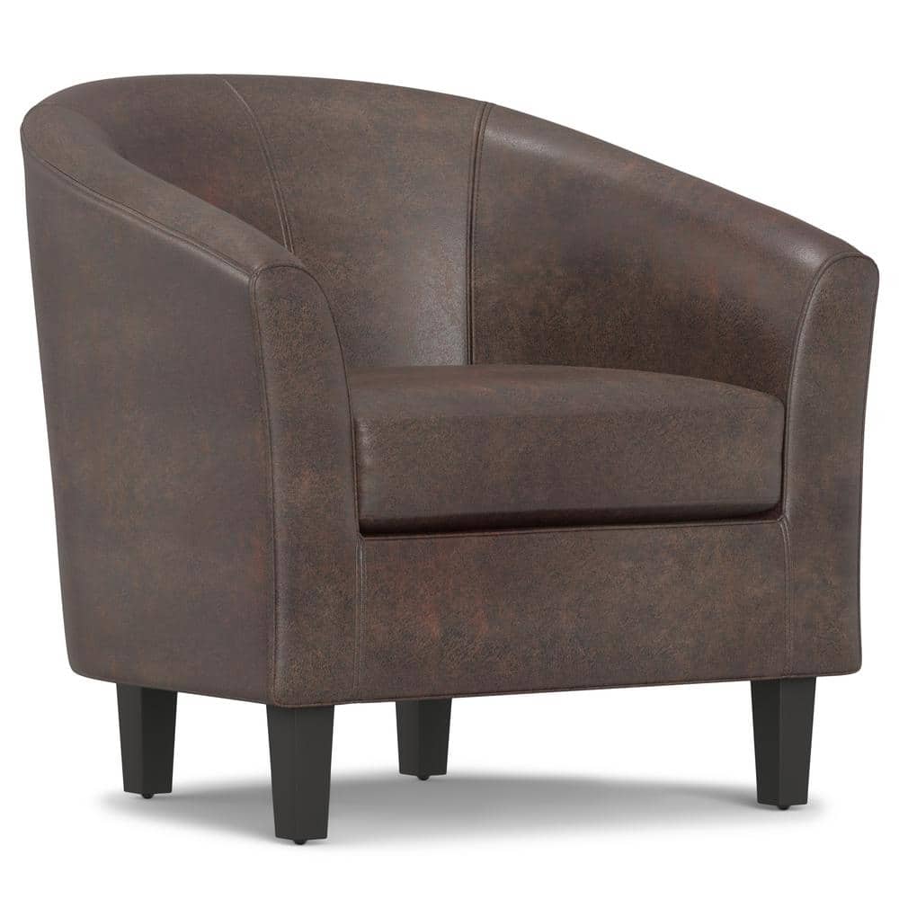 Simpli Home Austin 30 in. Wide Contemporary Tub Chair in Distressed ...