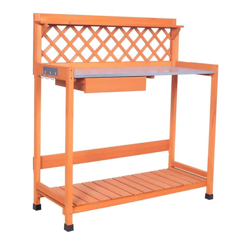 MOEPISY 42 in. W x 45.6 in. H Outdoor Potting Bench & Wooden Gardening ...