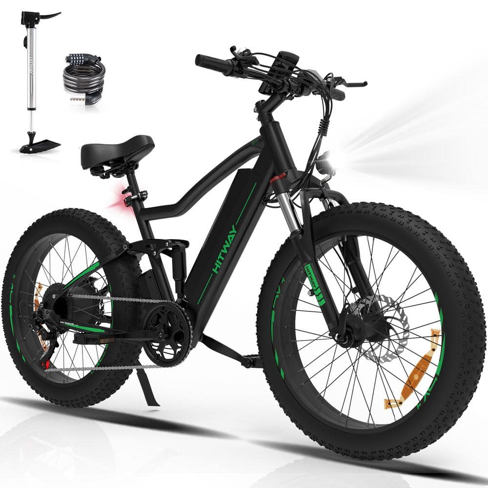 HITWAY 26 x 4 in. Fat Tire Mountain Electric Bike for Adults with 750 ...