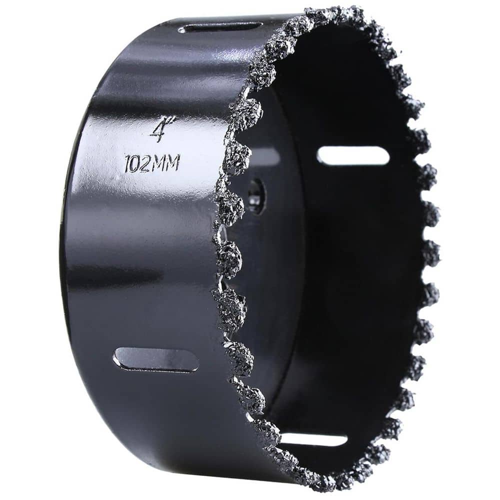 Carbide Grit 4 Hole Saw with Pilot Drill Bits for Abrasive Materials Cuts Air Brick Stucco ...