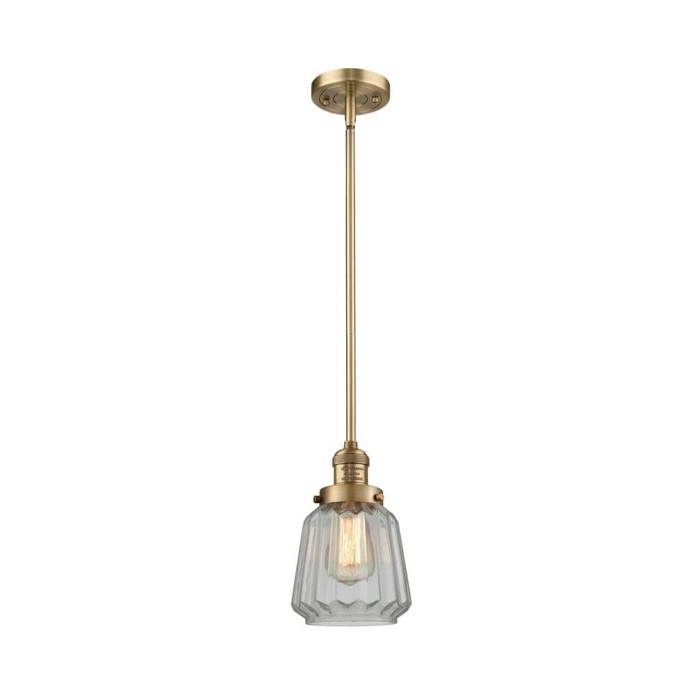 Innovations Chatham 60-Watt 1-Light Brushed Brass Shaded Mini Pendant ...