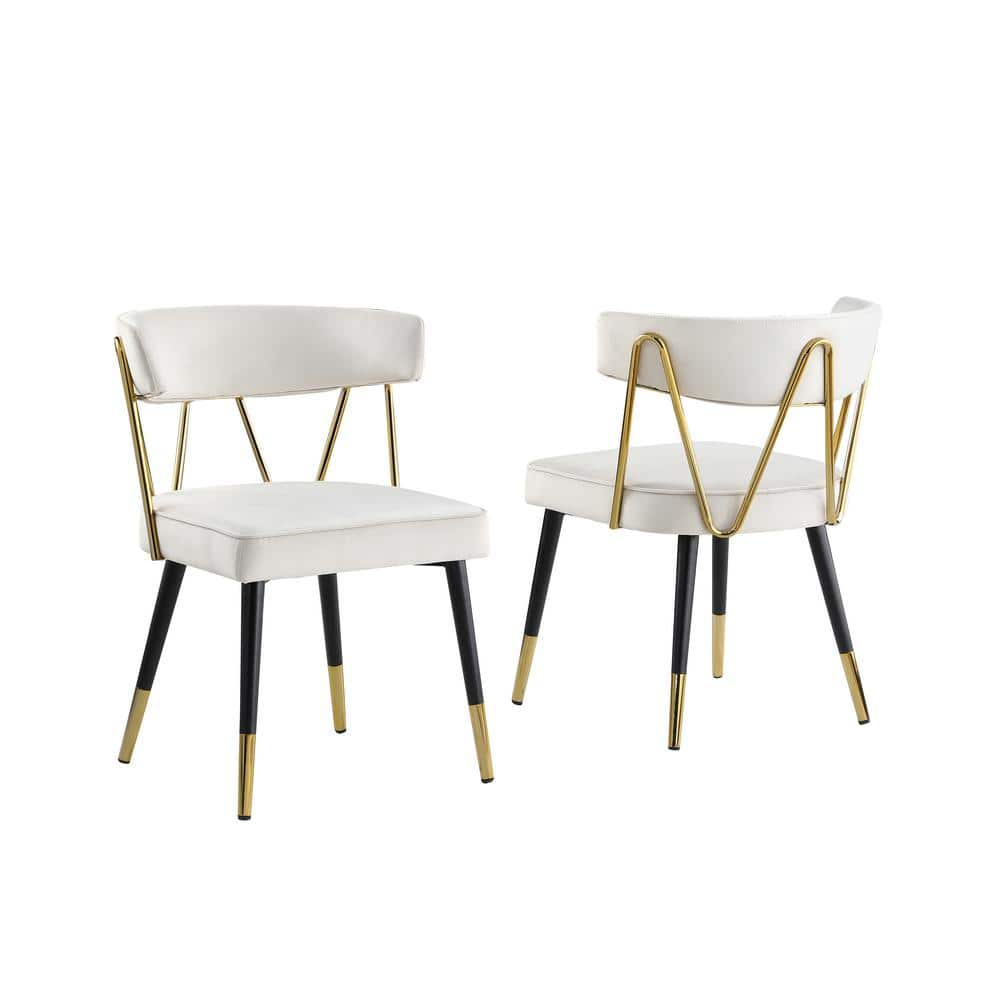 Best Master Furniture Aireys Cream Velvet Armless Chair with Gold ...