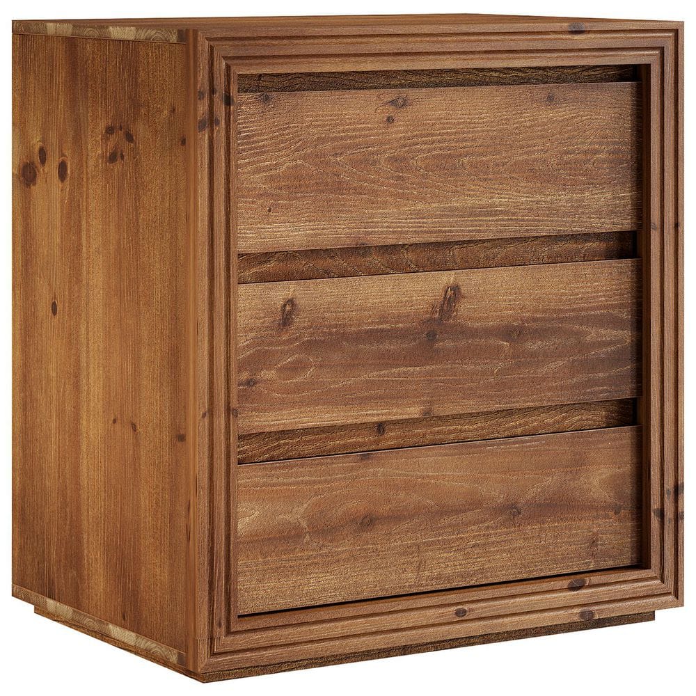 BYBLIGHT Fenley Brown 3 Drawers Nightstand Bedside Table Small Night ...