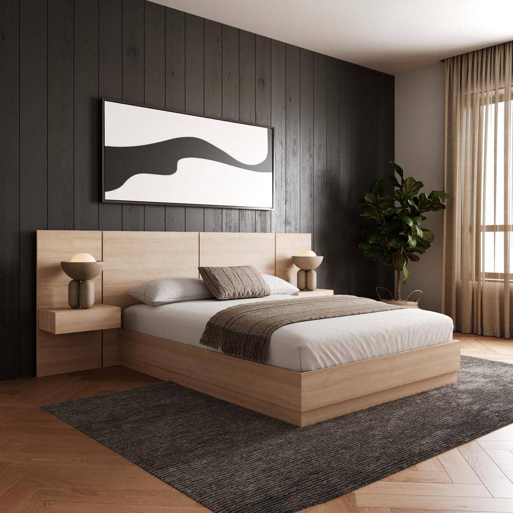 Nexera Milano 4-Piece Natural Blonde Oak Full Size Wood Bedroom Set ...