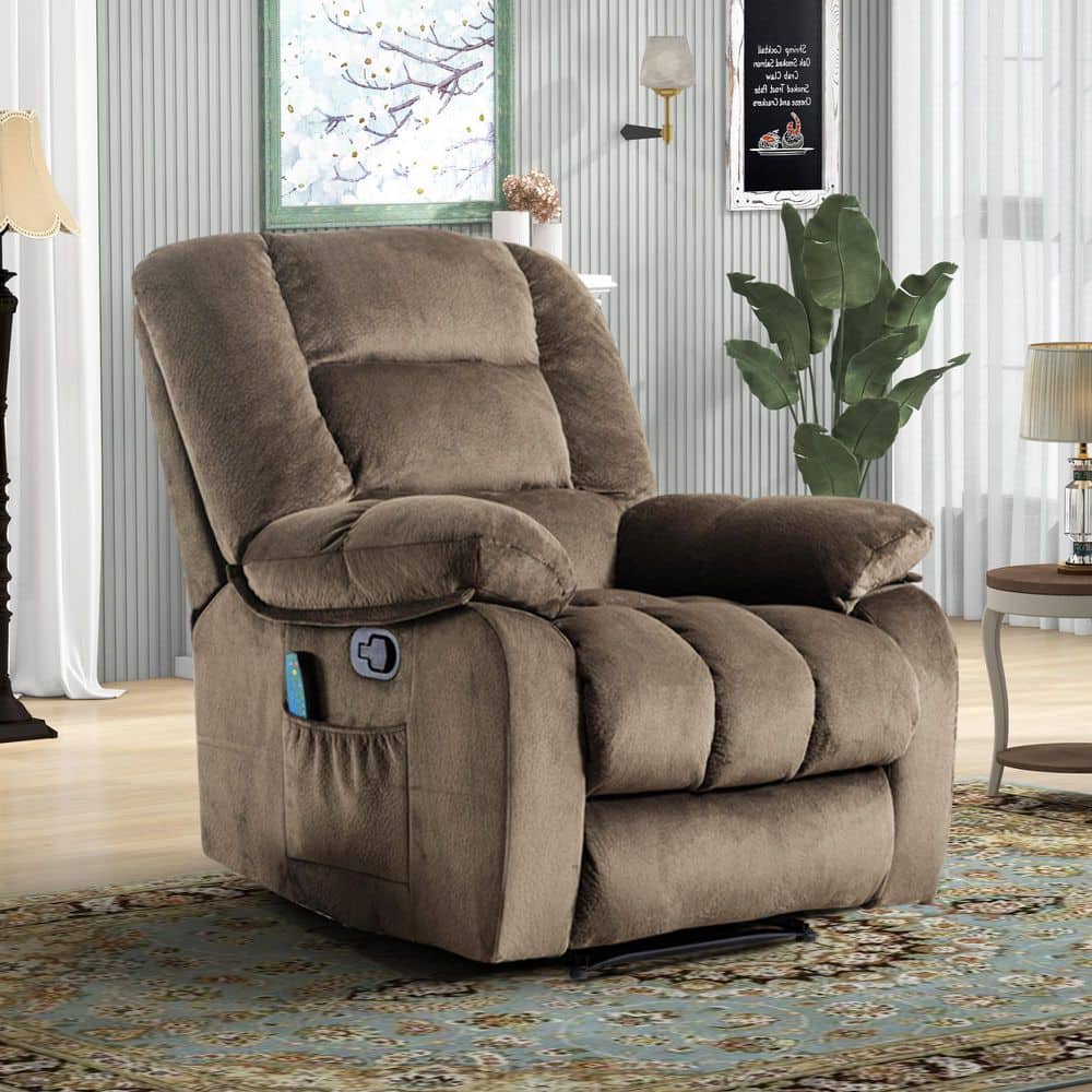 Bestier 39.7 in. W Green Overstuffed Massage Recliner with Heat and ...