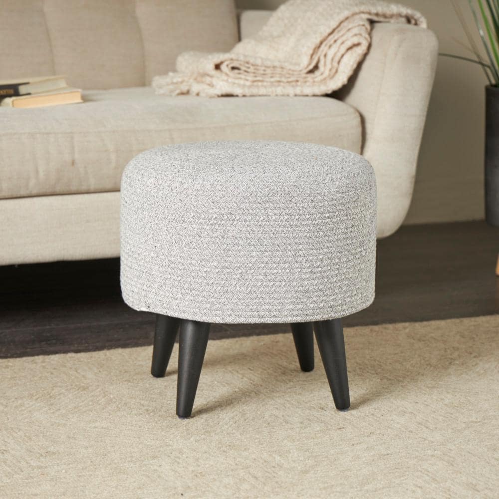 Litton Lane Celina 17 in. Light Gray Polyester Chevron Textured Stool ...