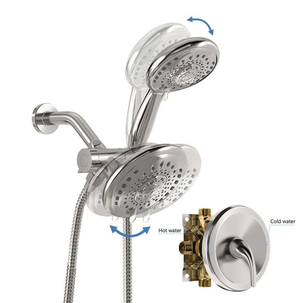 UPIKER 2 IN 1 Single-Handle 1.8 GPM Shower Faucet with 5 in. Wall Mount ...