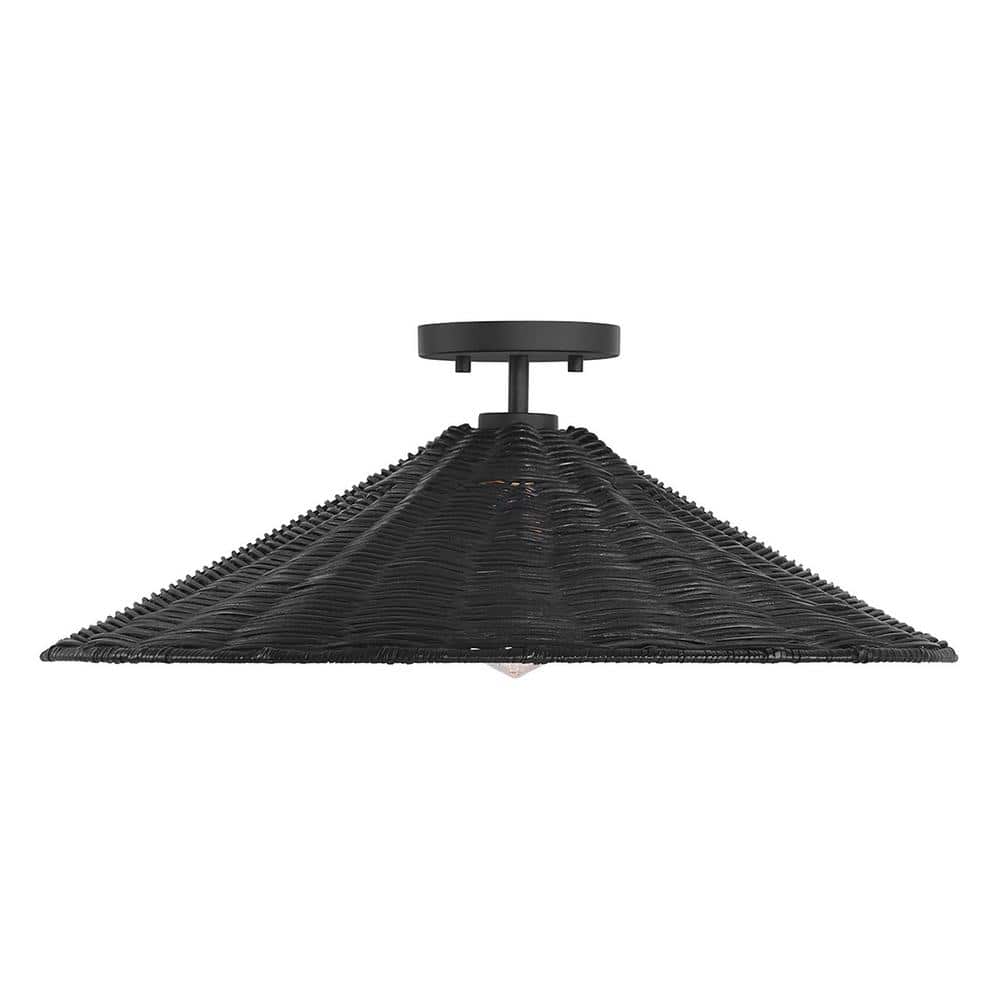 TUXEDO PARK LIGHTING 22 in. W x 8 in. H, 1-Light Matte Black Semi ...