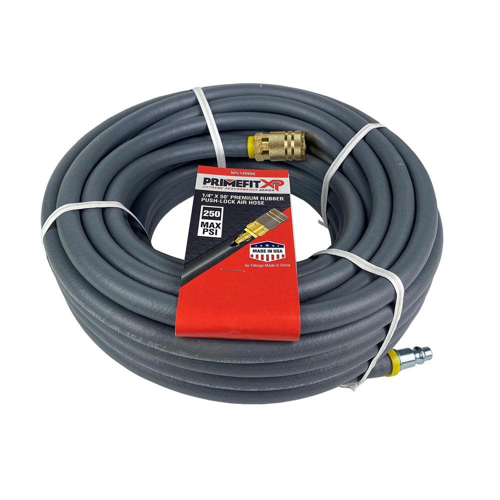 Primefit 1/4 in. x 50 ft. Premium Rubber Push Lock Air Hose with ...