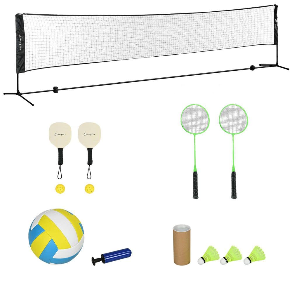 Tatayosi 17 ft. Portable All-in-One Badminton Set with Pickleball and ...