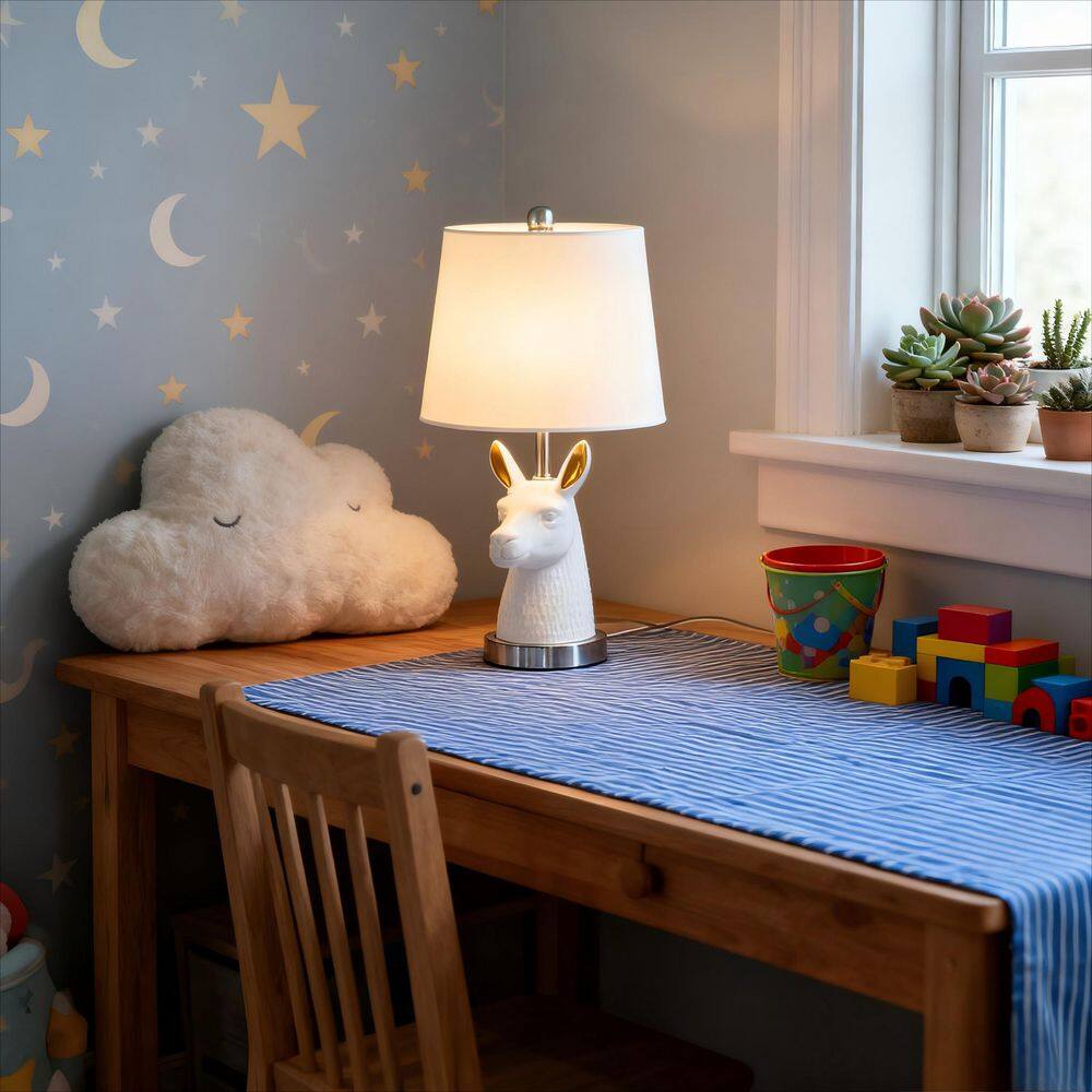 Jushua 20.5 in. H Patagonia White Llama Bust Resin Table Lamp, Task and ...