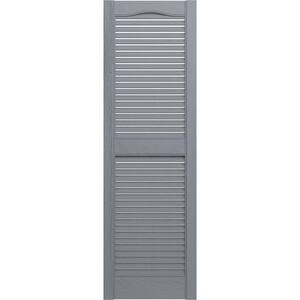 Builders Edge 12 in. x 36 in. Louvered Vinyl Exterior Shutters Pair in ...