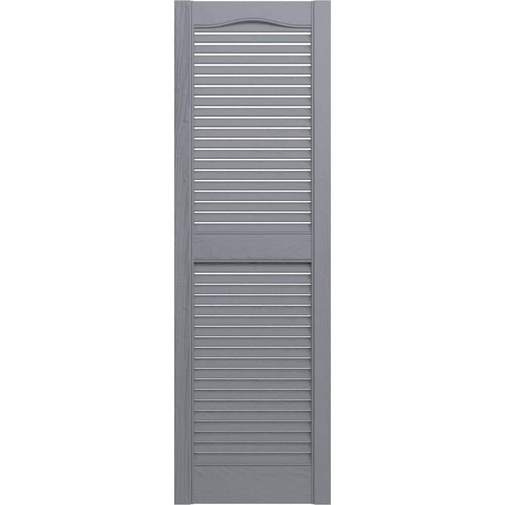 Builders Edge 14.5 in. x 48 in. Louvered Vinyl Exterior Shutters Pair ...