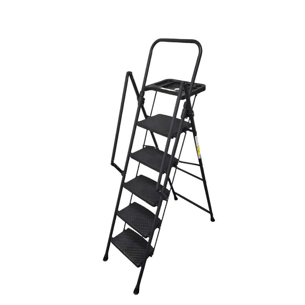 maocao hoom 5-Step 5 ft. Reach Height Foldable Step Ladder with Tool ...