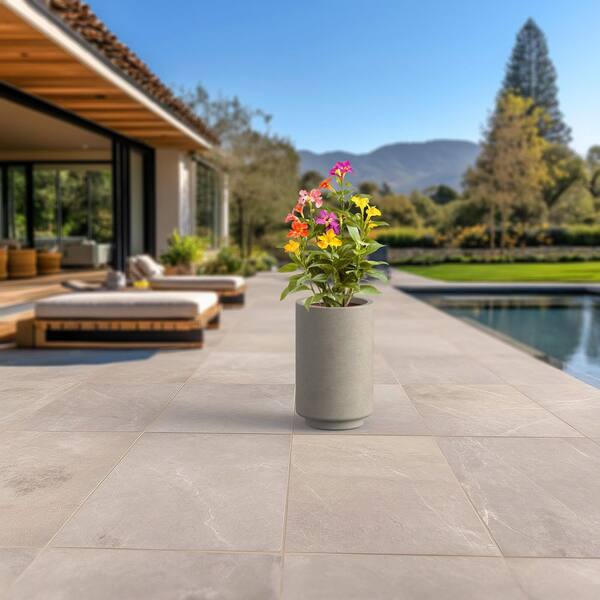 Sapcrete 10 in. Large Light Gray (Enhanced Interior) Concrete Round ...