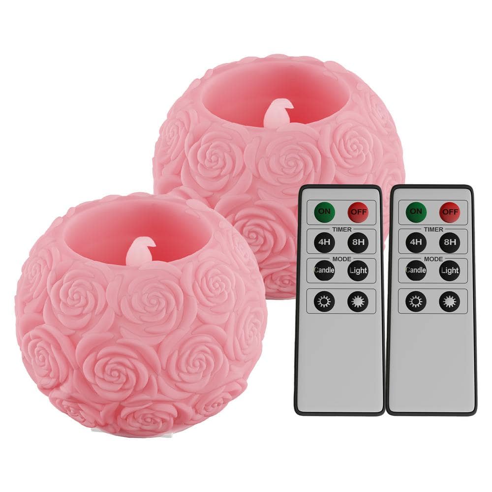 Lavish Home Rose Ball Remote Controlled Flameless LED Candles (2-Pack ...